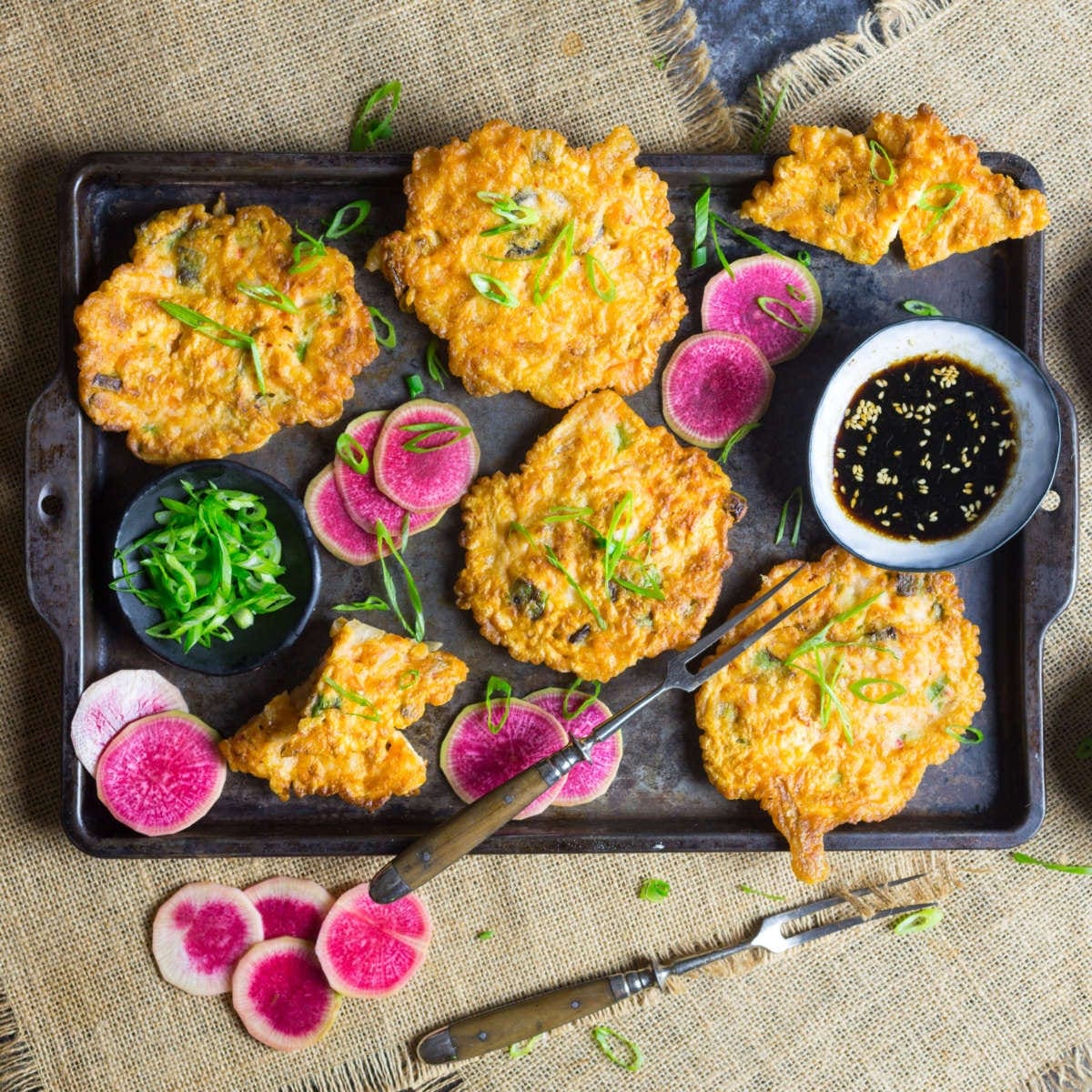 Kimchi Pancakes with Shrimp - Nerds with Knives