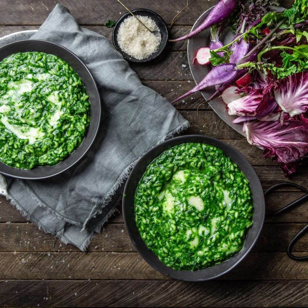Garden Nettle and Green Garlic Risotto - Nerds with Knives
