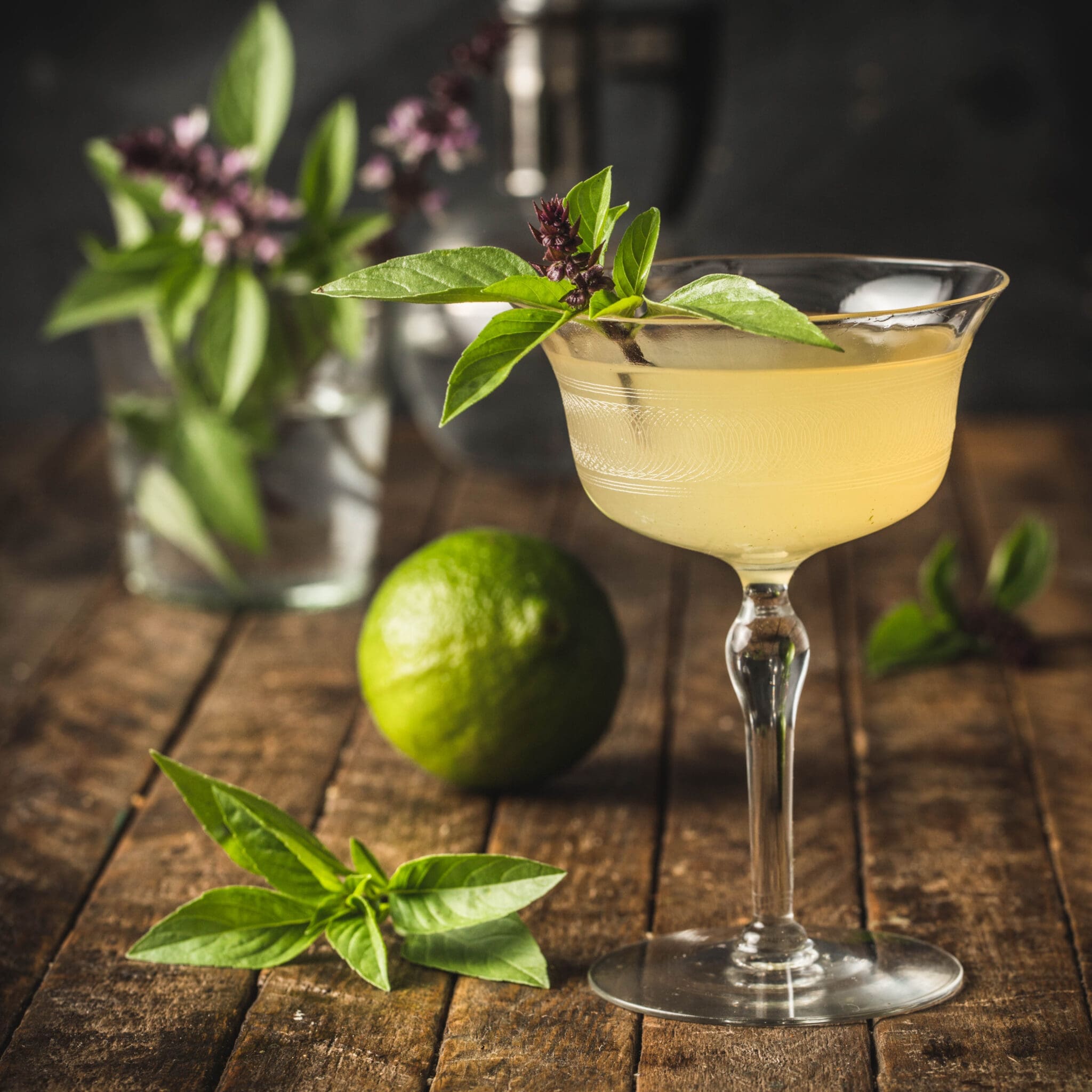 Thai Basil Gimlet - an elegant sour cocktail from Nerds with Knives